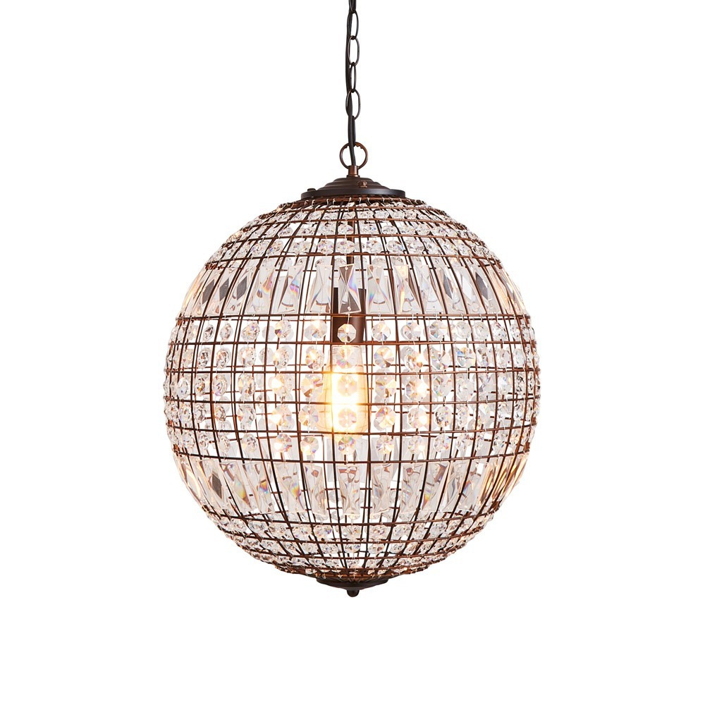 Terri 1 Light Large Glass Crystal Ball Pendant, Bronze by BHS ...