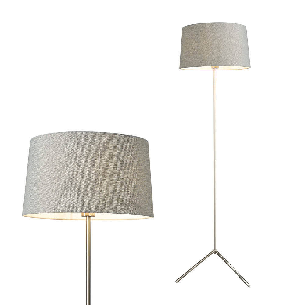Stassy Tripod Feet Floor Lamp with Grey Shade, Satin Nickel by BHS ...