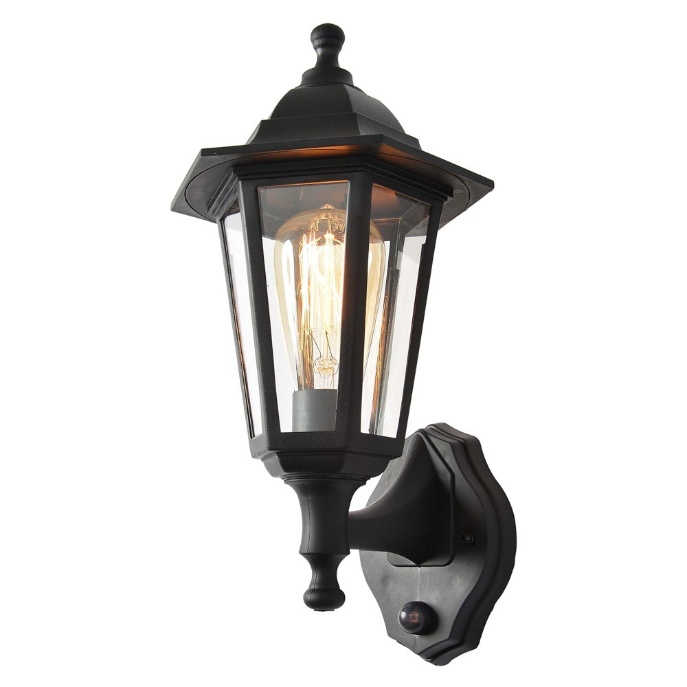 Ferris Outdoor Polycarbonate Wall Lantern with PIR Sensor, Black by BHS ...