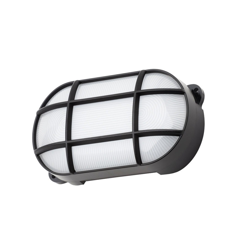 Jon 8 Watt LED Oval Grid Outdoor Bulkhead Light, Black by BHS ...