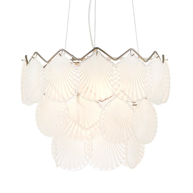 Ellie Glass Disc 3 Tier Chandelier, Frosted by BHS | ufurnish.com