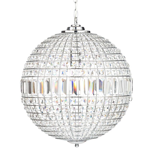 Large Ursula Crystal Ball Pendant, Chrome by BHS | uFurnish.com