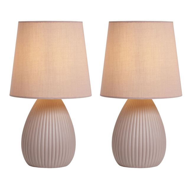 2 Pack of Freya Teardrop Ceramic Table Lamps, Dusky Pink by BHS ...