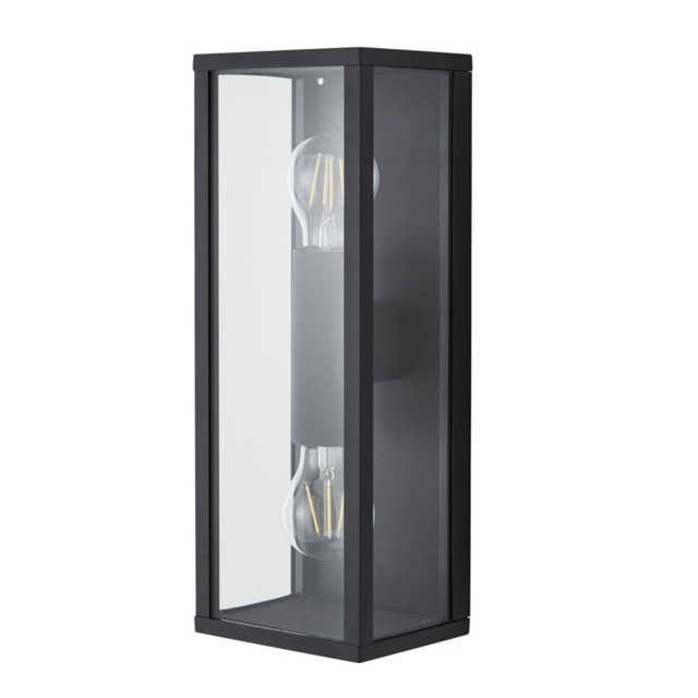 Gael Glass Panel Outdoor Wall Light, Black by BHS | ufurnish.com