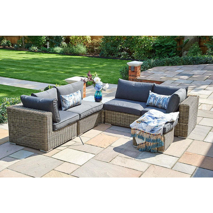 Mayfair Rattan Garden Modular Sofa Set M by Bridgman | ufurnish.com