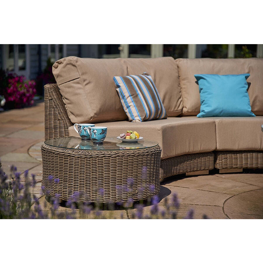 Curved Premium Rattan Garden Modular Sofa Set in Brown - A - Kensington ...