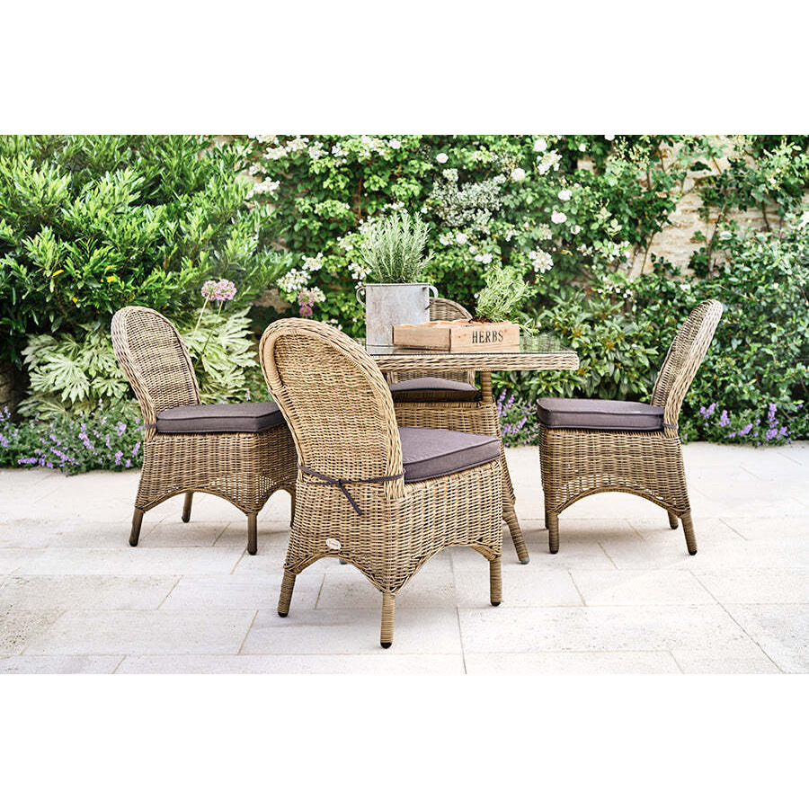 Luxury Round Rattan Garden Dining Table (100cm) with 4 Dining Chairs ...
