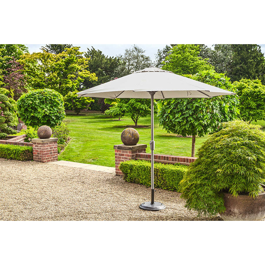 3m Deluxe Round Aluminium Grey Parasol with 25kg Base by Bridgman ...