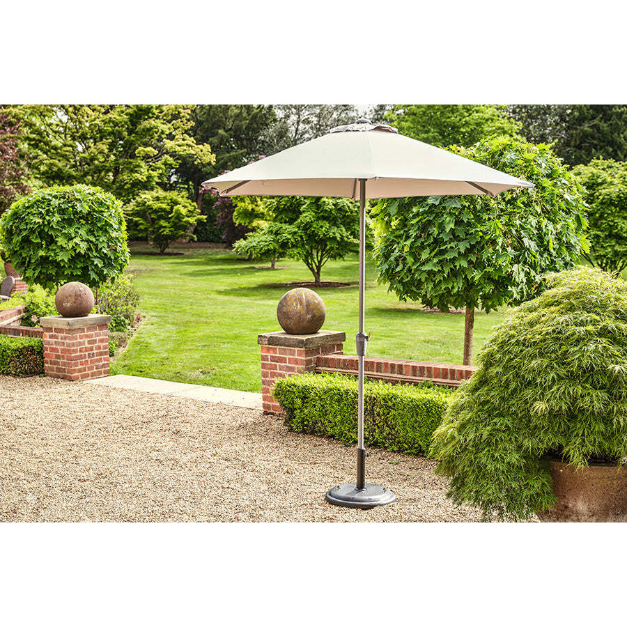 2.5m Deluxe Round Aluminium Grey Parasol with 25kg Concrete Base by ...