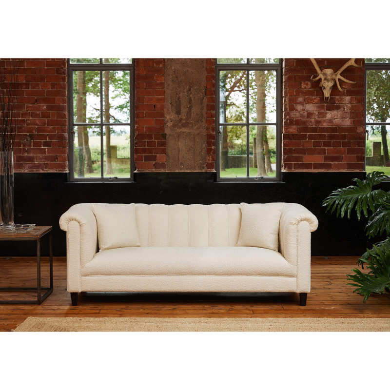 Buy The Churchill Modern Ribbed Back Boucle Finish Large Sofa by Brook ...