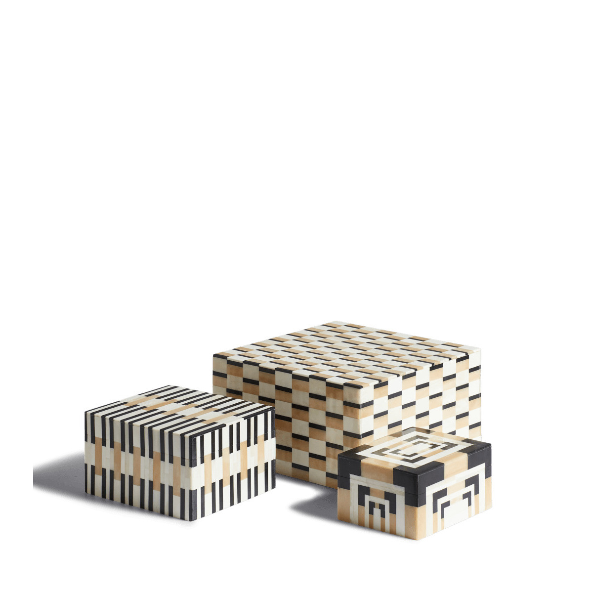 OKA, Set of Three Kalima Bone Boxes - Multi, Storage Boxes, Bone/Resin ...