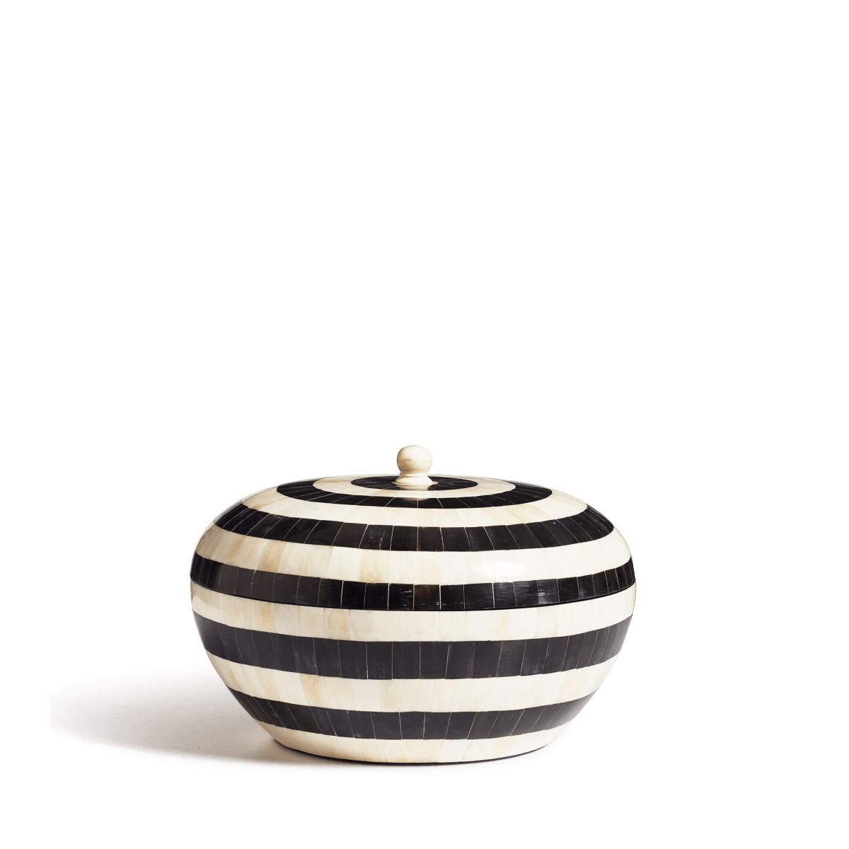 OKA, Java Bone Lidded Pot - Black/Cream, Pots and Urns, Bone/MDF Wood ...