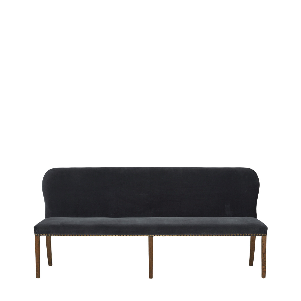 OKA, Stafford Velvet Dining Bench - Charcoal, Benches, Velvet, Plain by ...