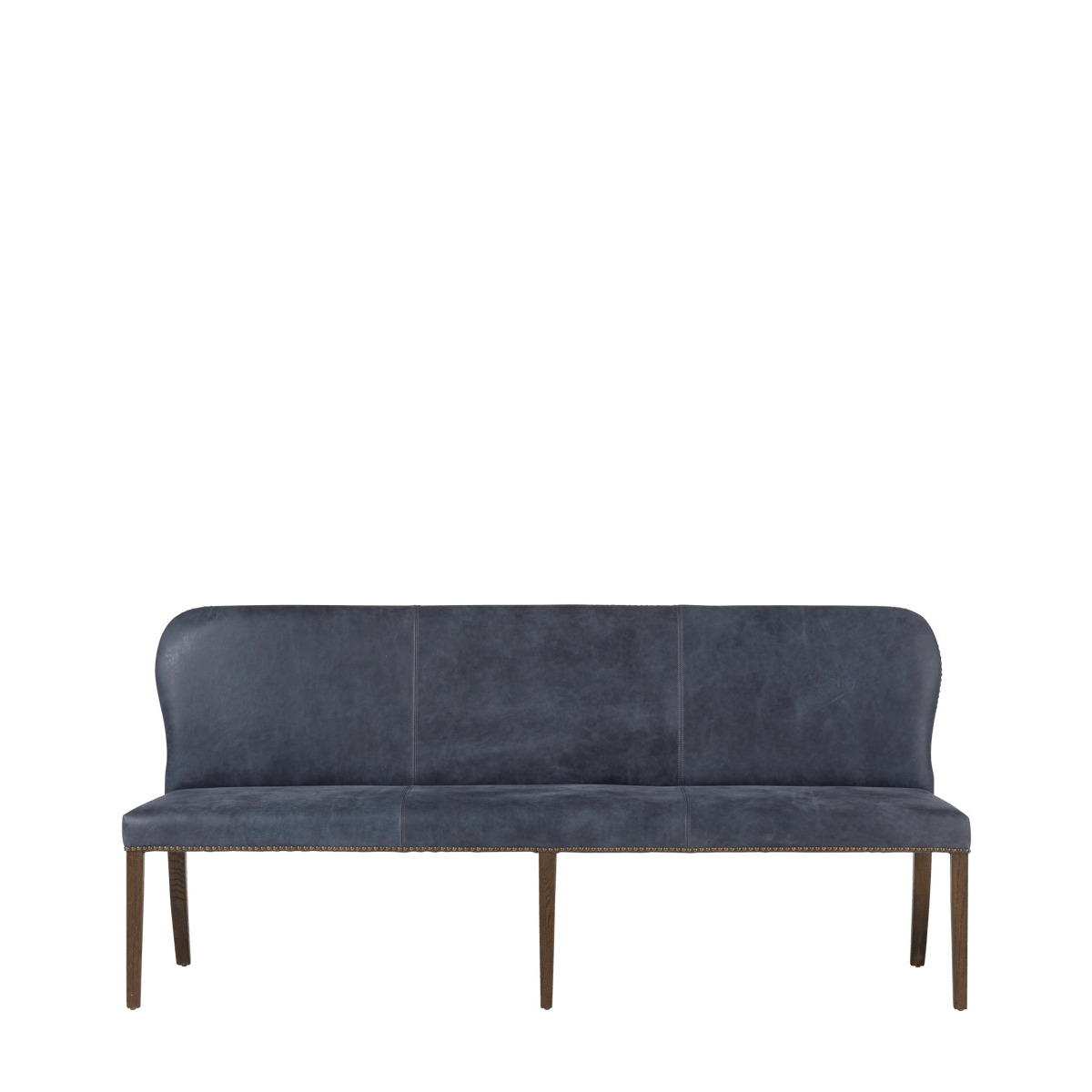 OKA, Stafford Leather Dining Bench - Smoke Blue, Benches, Leather ...