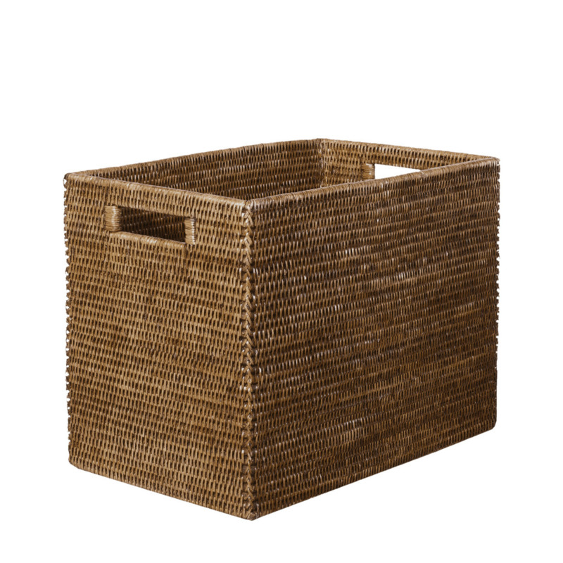 OKA, Small Rattan High Delta Storage Box - Brown, Storage Boxes, Rattan ...
