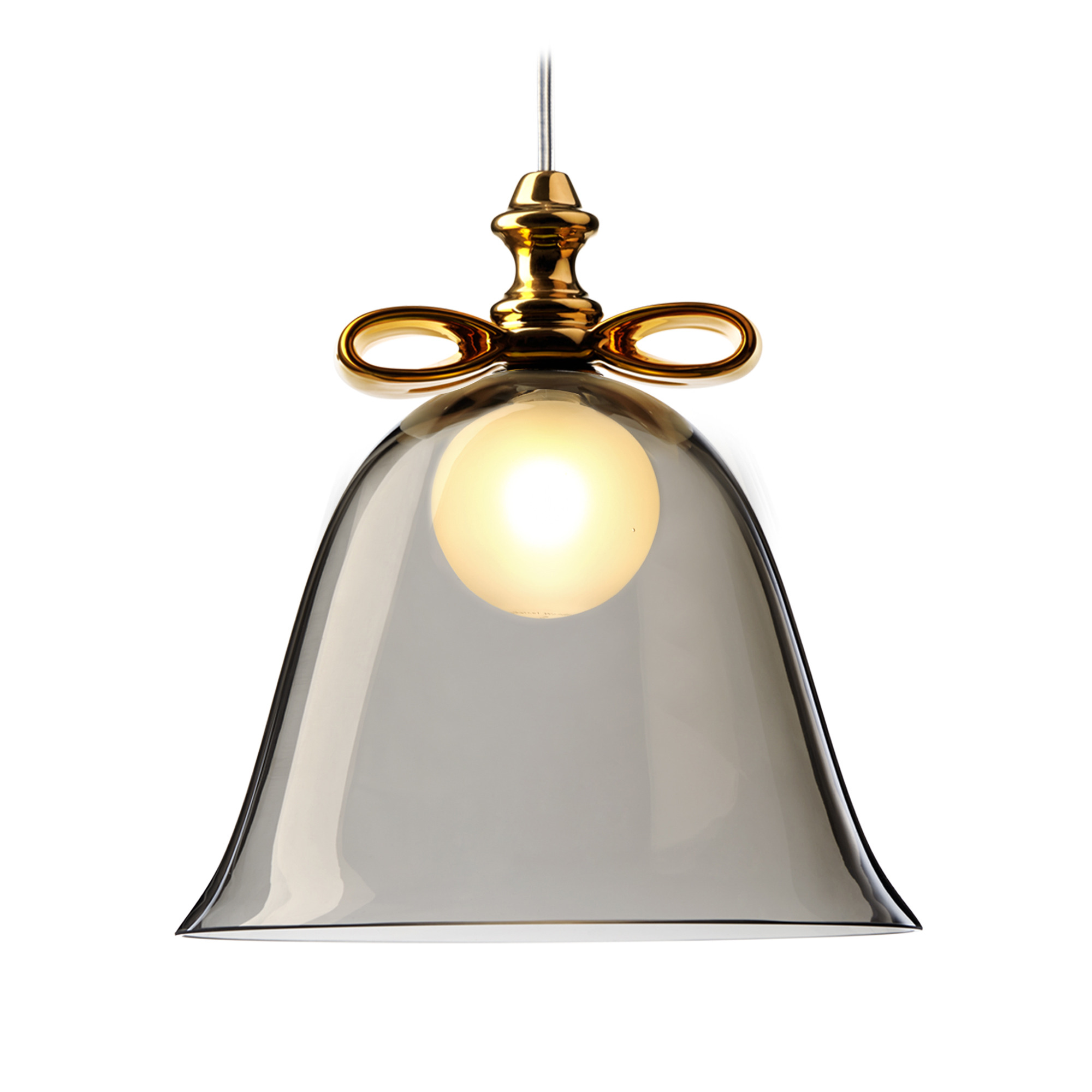 Moooi Bell Suspension Lamp with Gold Bow and Smoked Shade - Large by ...