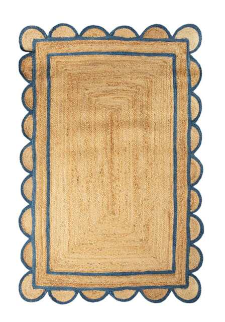 Blue Scallop Jute Rug by Casa by JJ | uFurnish.com