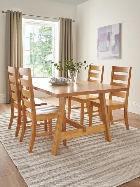 "Scottsdale 180 cm Dining Table and 4 Chairs Light Oak Modern Kitchen ...