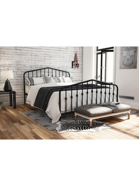 Dorel Home Bushwick Metal Double Bed Black Stylish and Strong Bed Frame ...