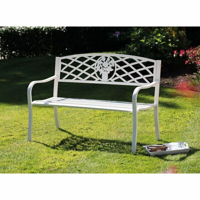 Lily Manor Dewar Iron Bench White Elegant and Functional Outdoor ...