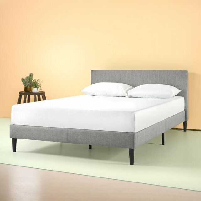 Adarius Upholstered Platform Bed Double Grey Sturdy and Modern Bedroom ...