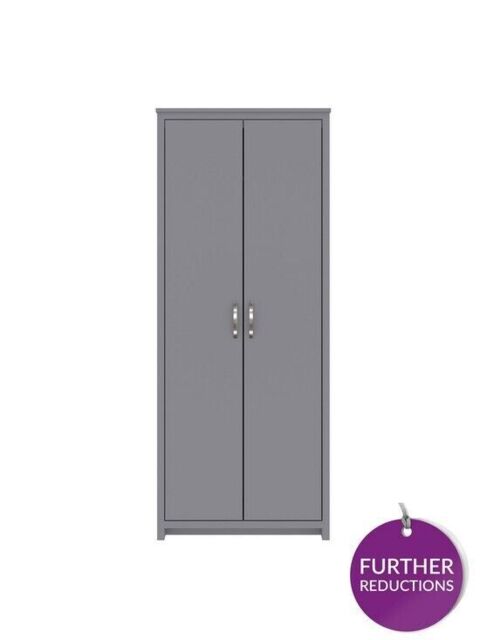 Ely 2 Door Wardrobe Grey Modern Spacious Bedroom Storage Solution Design by Cheap Furniture ...