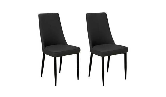 Isla Dining Chairs Set of 2 Faux Leather Charcoal Grey Comfortable ...