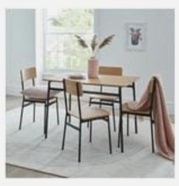 Livvy 110 cm Dining Table 4 Chairs Oak Effect Stylish Functional Dining ...
