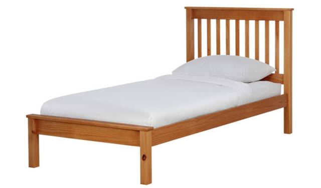 Aspley Single Wooden Bed Frame Oak Stain Stylish and Durable Bedroom ...