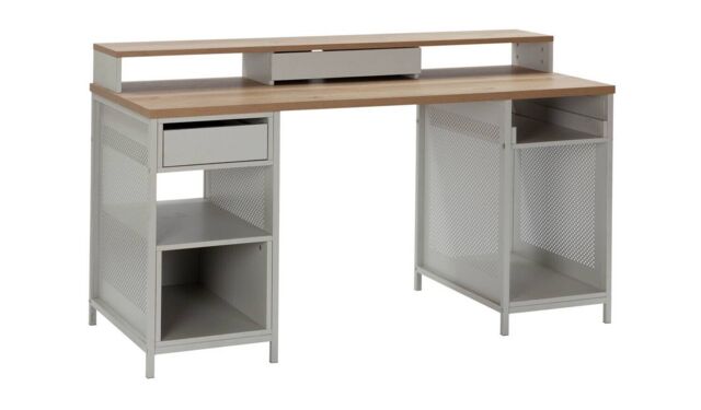 Modular 1 Drawer Gaming Desk Oak Effect Grey Functional Gaming Setup by ...