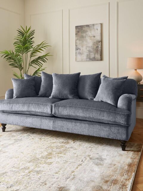 Ginny Fabric 3 Seater Scatter Back Sofa Grey Stylish and Comfortable ...