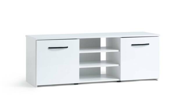 Habitat Hayward 2 Door Small TV Unit - White Gloss by Cheap Furniture Warehouse | ufurnish.com