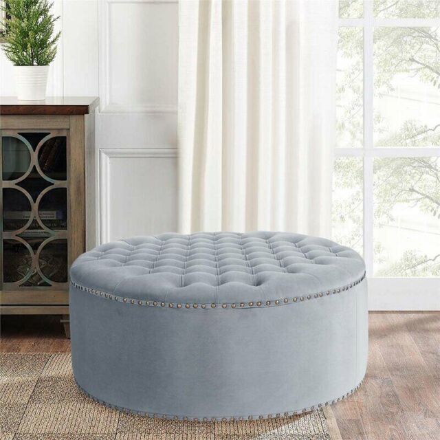 "Mercer41 Singer Cocktail Ottoman Grey Elegant Functional Decor for ...