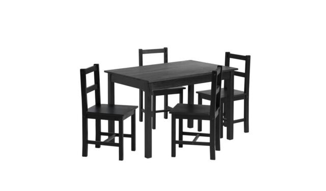 Raye Solid Wood Dining Table 4 Black Chairs by Cheap Furniture ...