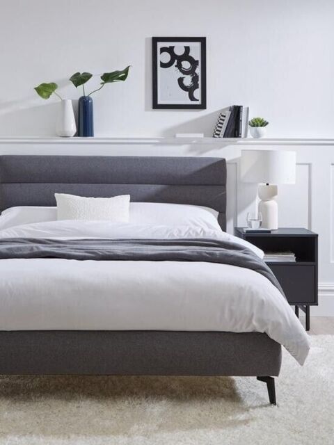 "Prague Fabric Bed Kingsize Grey Modern Comfortable Bed Frame Design ...
