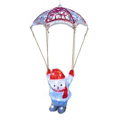 48 LED Cool White Acrylic Light Up Parachuting Snowman 60cm by Cherry ...