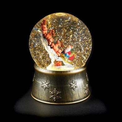 Santa Reindeers Snow Globe LED Christmas Decoration with Spinning ...