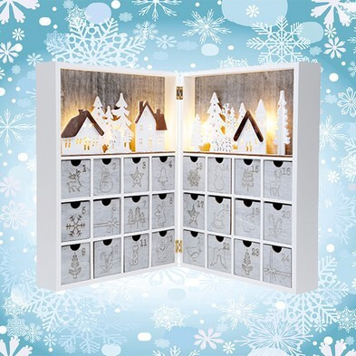 LED Village Advent Calendar Christmas Decoration White - 36.5cm by ...