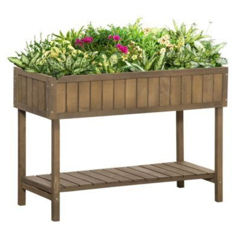 Outsunny Wooden Herb Planter Raised Bed Container Garden Plant Stand ...