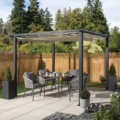 Premium Garden Gazebo 3x3m Aluminium by Croft with a Cream Canopy by ...