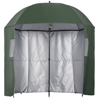 Outsunny 2M Beach Parasol Fishing Umbrella Brolly With Sides And Push ...