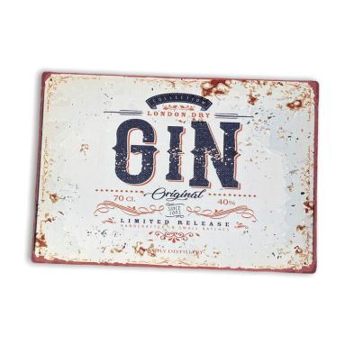 Vintage London Dry Gin Sign Metal Wall Mounted - 42cm by Cherry Lane ...