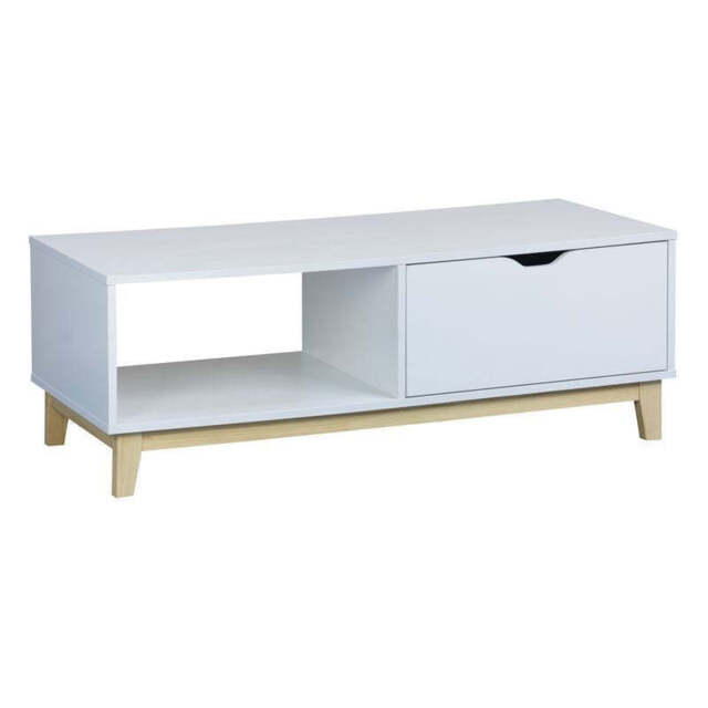 Malmo Coffee Table Pine White 1 Shelf 1 Drawer by Cherry Lane Garden ...