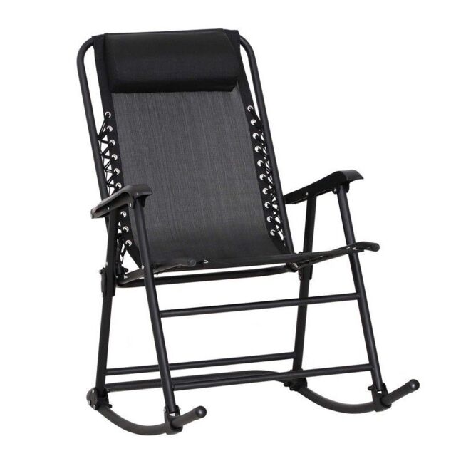 Outsunny Garden Rocking Chair Folding Outdoor Adjustable Rocker Zero ...