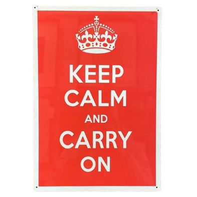 Keep Calm And Carry On Sign Metal Wall Mounted - 41cm by Cherry Lane ...