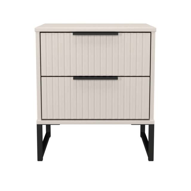 Fluted Bedside Table Off-White 2 Drawers 60cm by Cherry Lane Garden ...