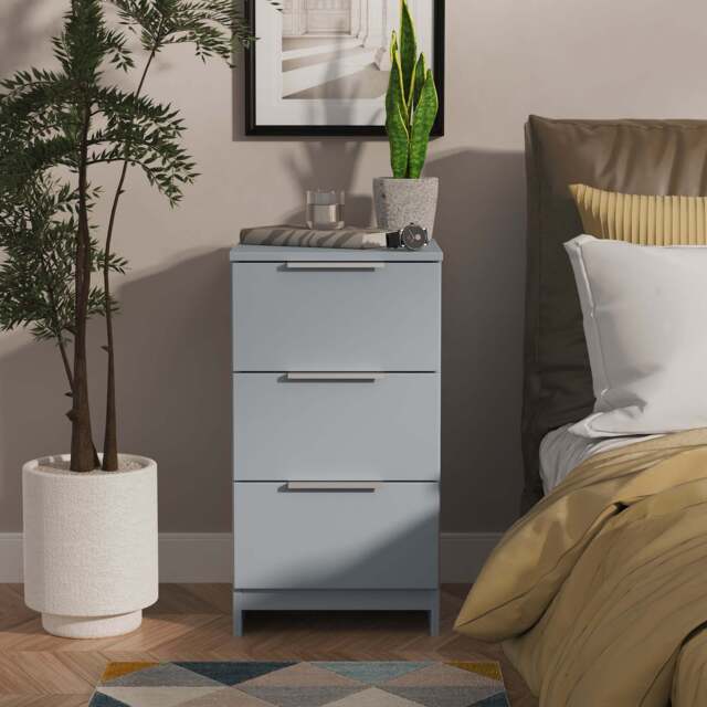 Plymouth Bedside Table Light Blue 3 Drawers 37cm by Cherry Lane Garden ...