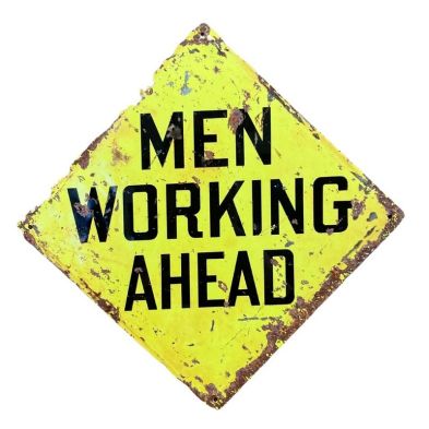 Men Working Ahead Sign Metal Yellow Wall Mounted - 20cm by Cherry Lane ...