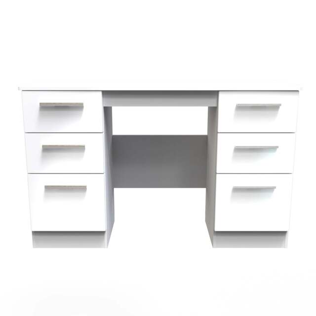 Knightsbridge Desk White 6 Drawers 128cm by Cherry Lane Garden Centres ...