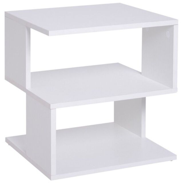 Homcom Modern Square 2 Tier Wood Coffee Side Table Storage Shelf Rack ...